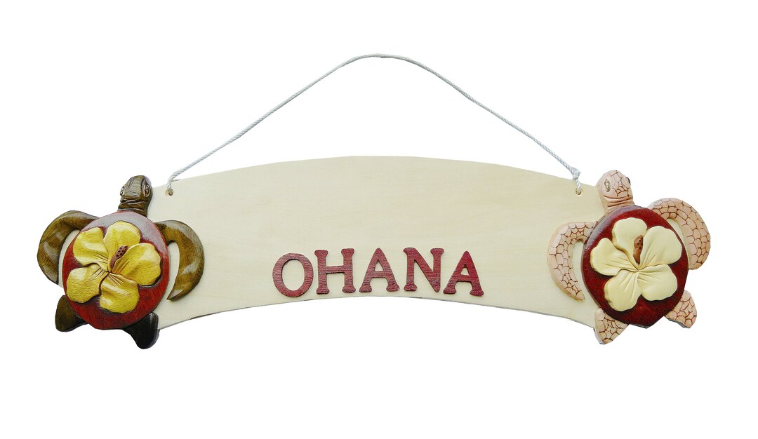 Ohana Hibiscus Turtle Honu Wooden Sign - Etsy