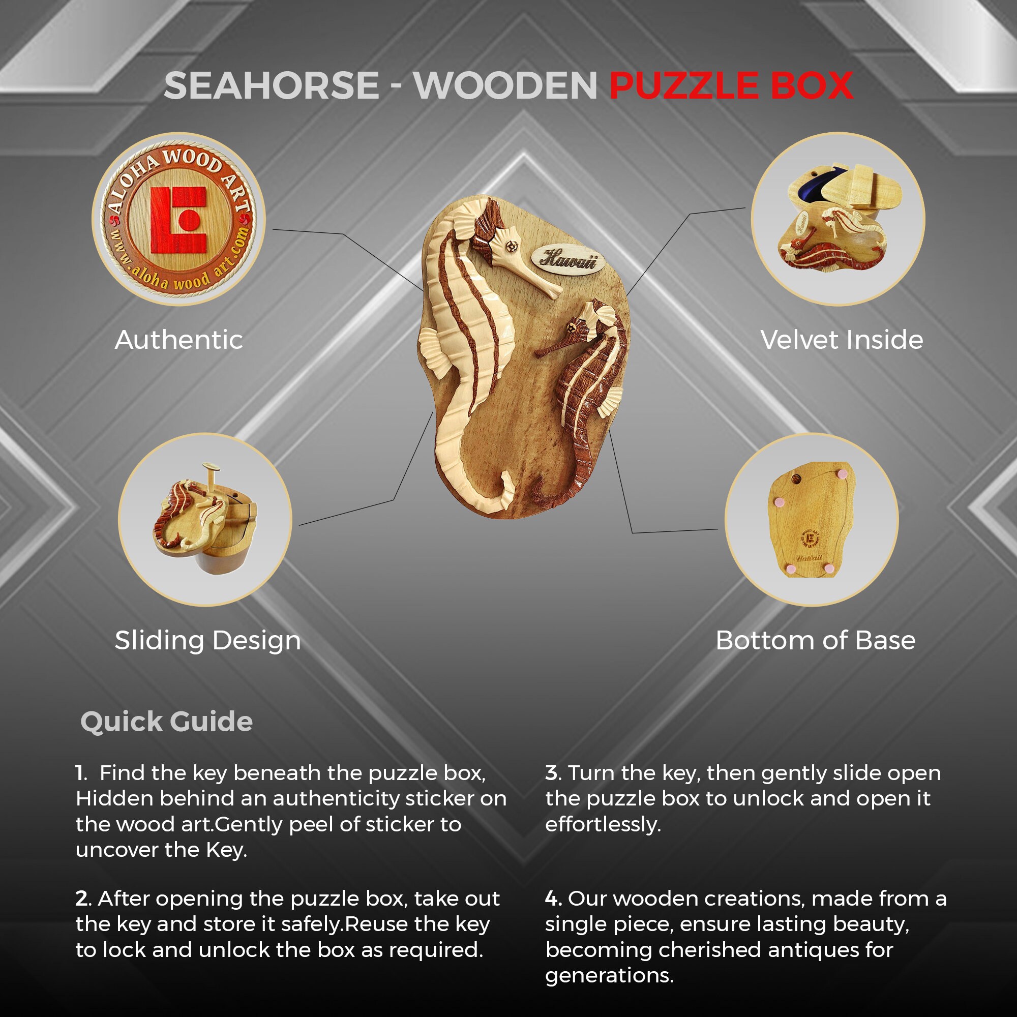 Seahorse - Wooden Puzzle Box - Etsy