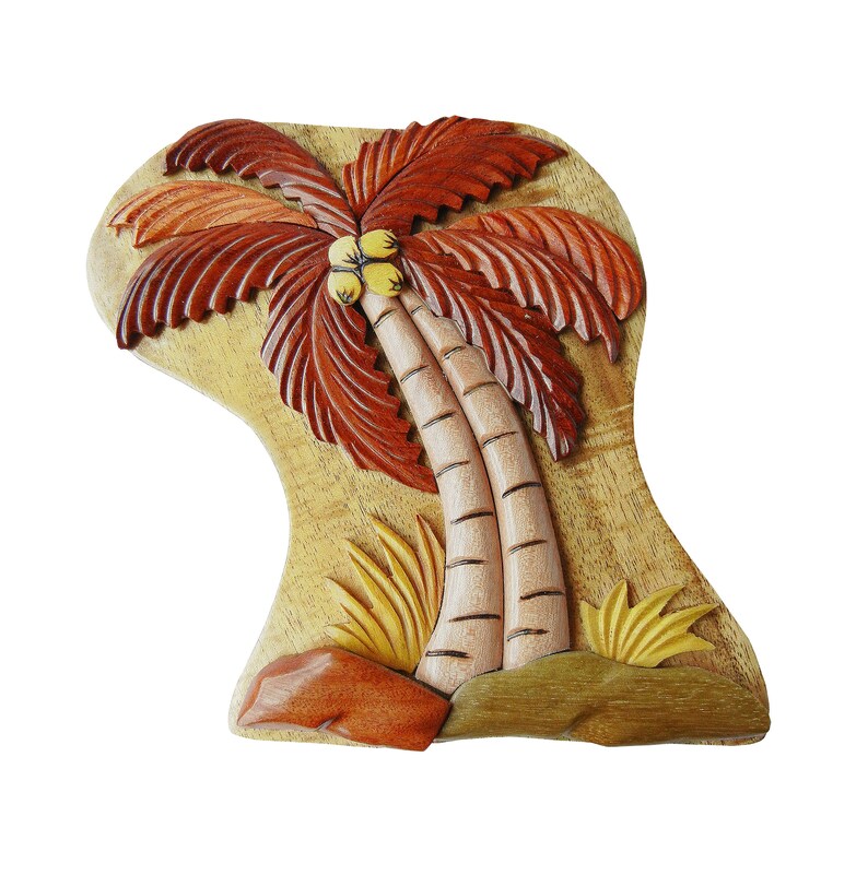 Leaning Palm Tree - Wooden Puzzle Box - Etsy