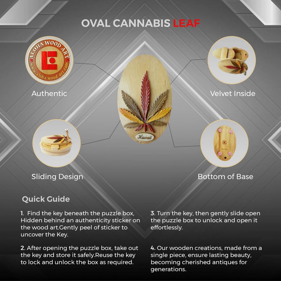 Oval Marijuana Leaf - Large Wooden Puzzle Box - Etsy