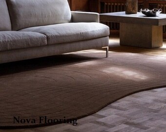 Minimalist Beige Modern Abstract Irregular Shape Woolen Hand Tufted ...