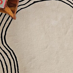Solid Rug Bean Shaped Kidney Shaped Hand Tufted Large Area Rug Ivory ...