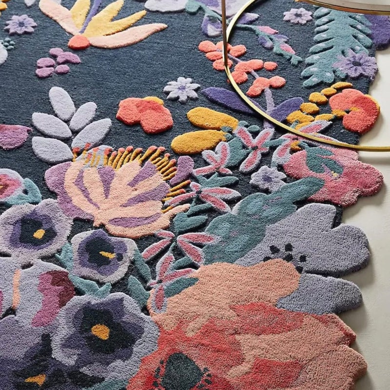 Pink Floral Rug - Etsy