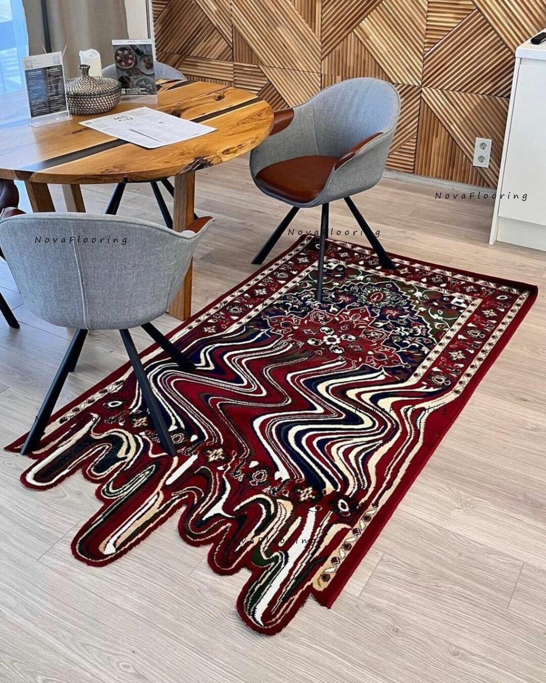 Hand Tufted Persian Melting Oriental Design Rug Maroon Colored ...