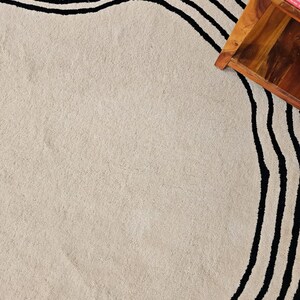 Solid Rug Bean Shaped Kidney Shaped Hand Tufted Large Area Rug Ivory ...