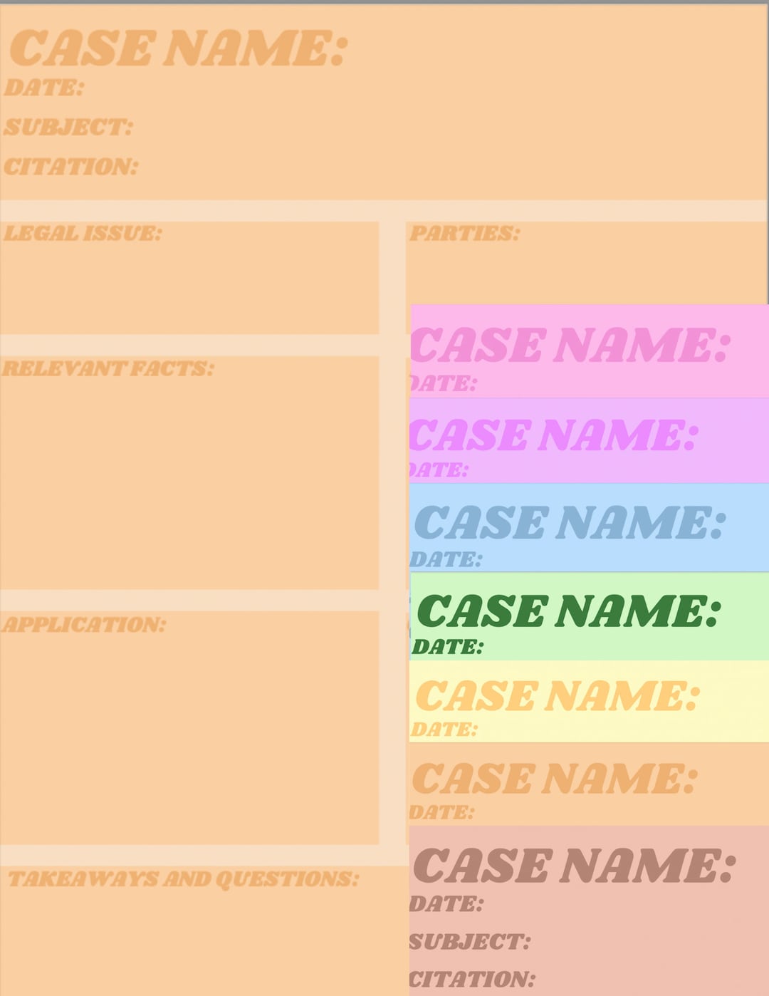 Pastel Case Brief Template for Law Students on Notability Good Notes - Etsy