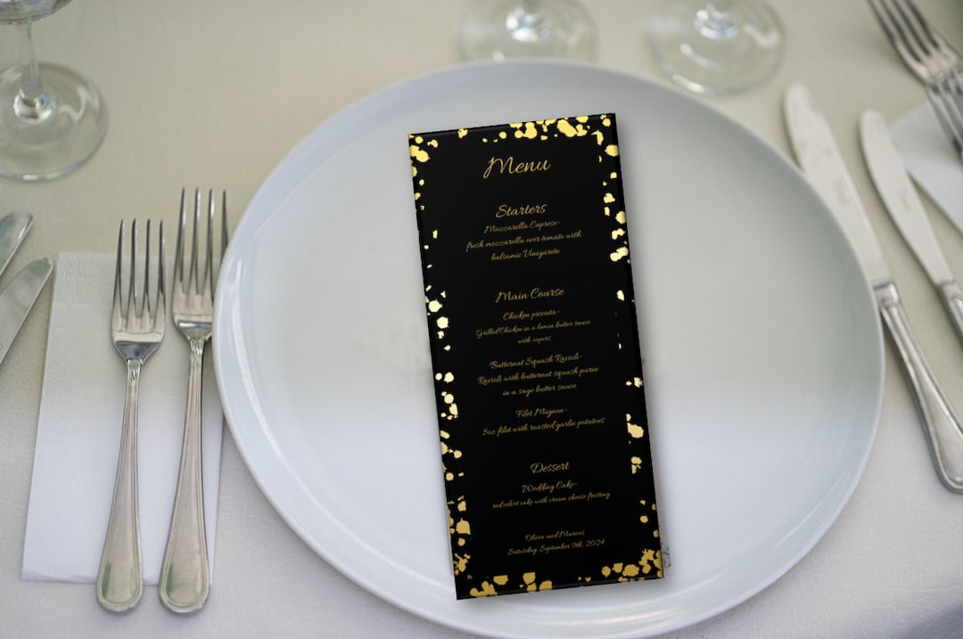 Glamour Menu Cards, Weddings, Anniversary Parties, 5 Border Colors, 5 ...