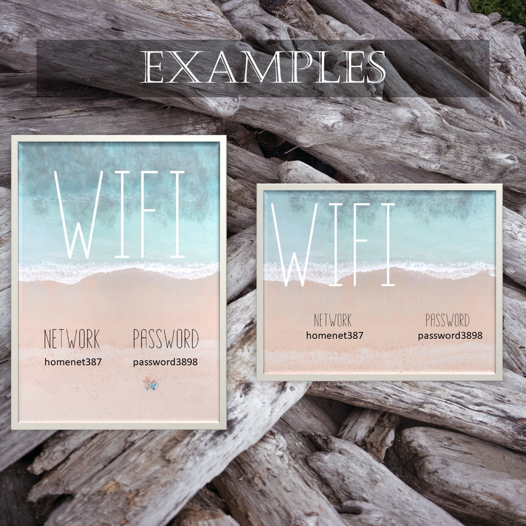 Beach Themed Wifi Sign, 3 Sizes, Horizontal or Vertical, PDF Editable ...