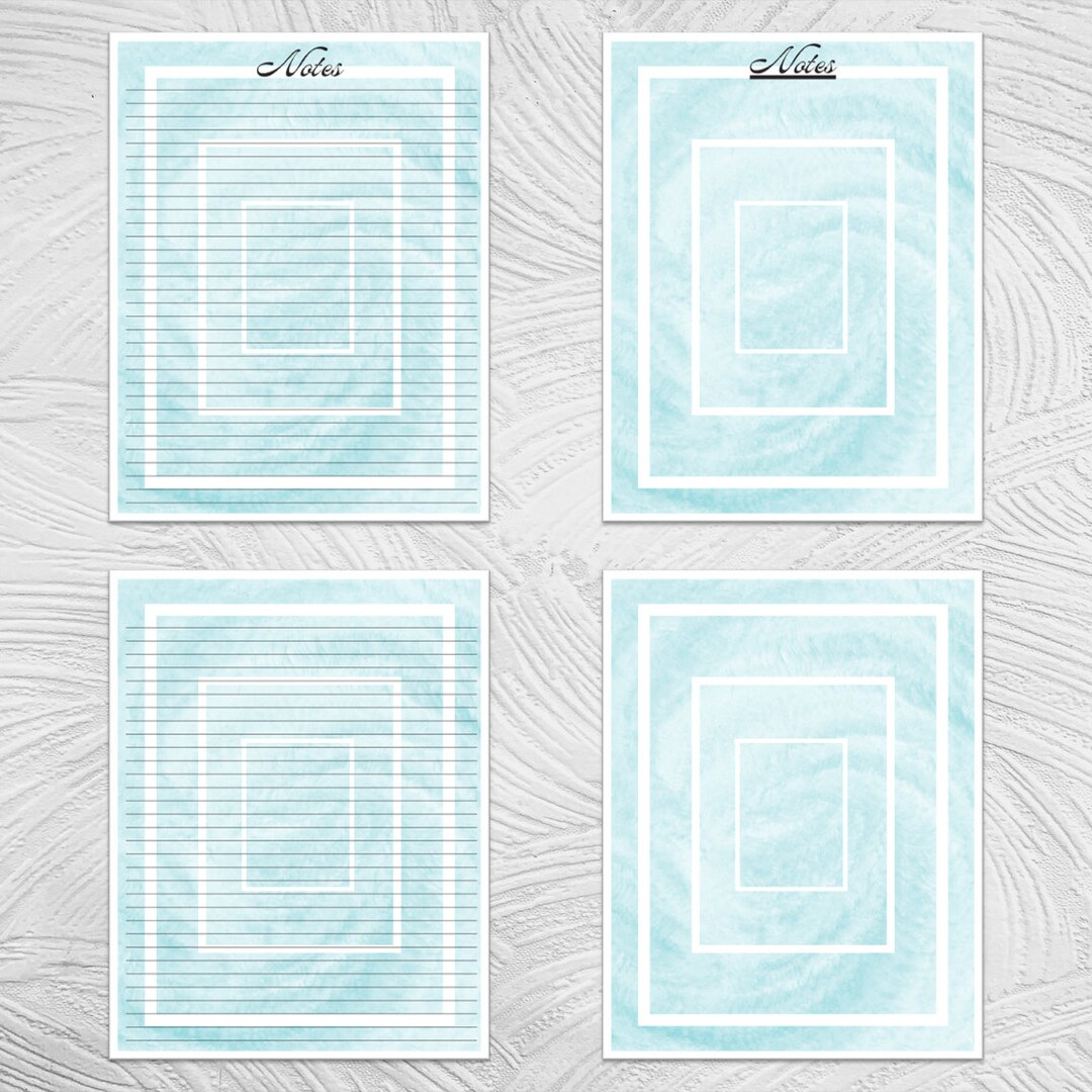 Blue Cloud Background Note Paper, Lined and Blank, 15 Colors, 4 Sizes ...