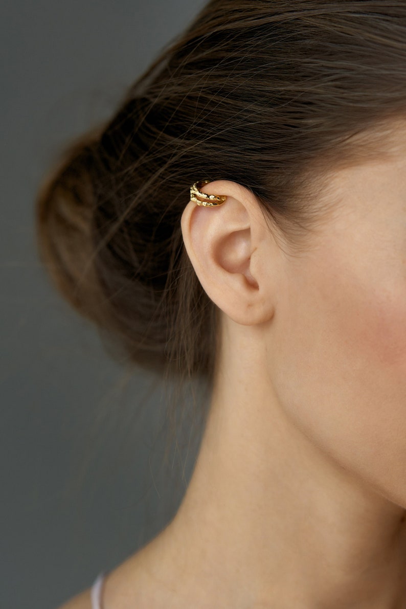 Sterling Silver Cuff Earring: Minimalist Double-layer No Piercing - Etsy