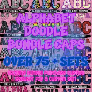 Caps Alphabet Doodle Bundle PNG | Sublimation | Screen Print | DTF ...