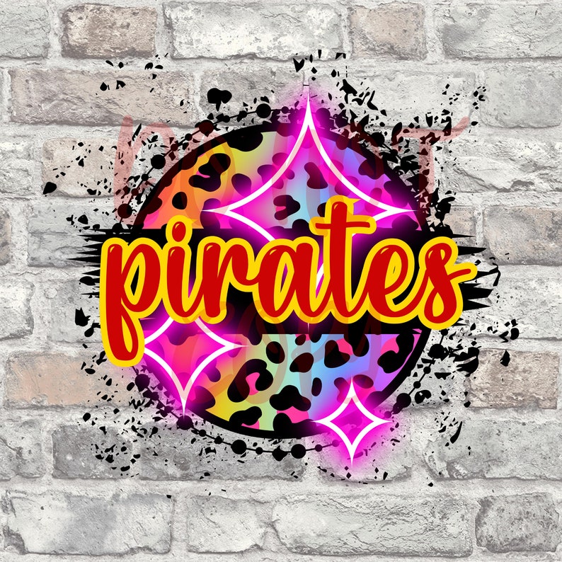 Pirates Neon Leopard Circle PNG Sublimation Screen Print - Etsy