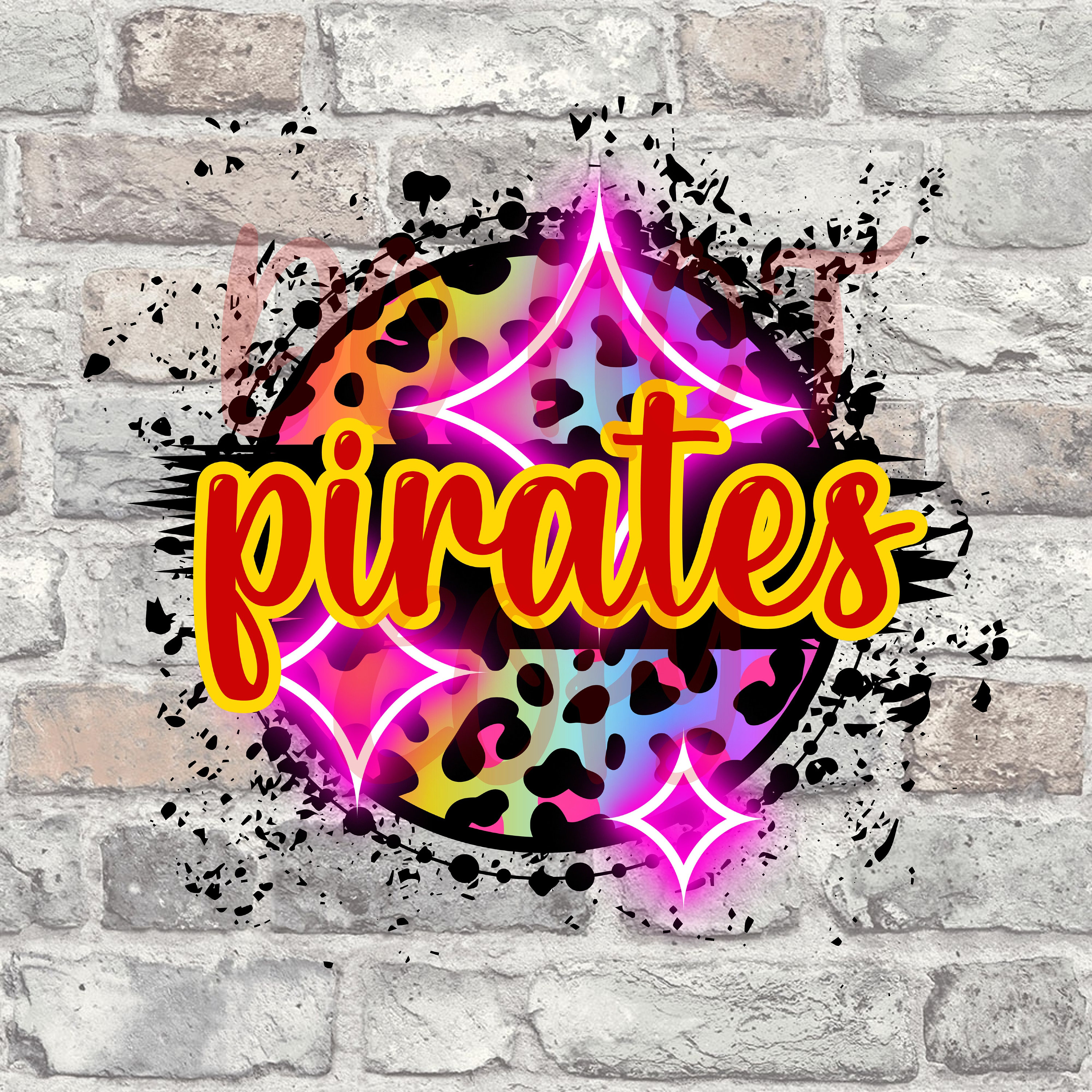 Pirates Neon Leopard Circle PNG Sublimation Screen Print - Etsy