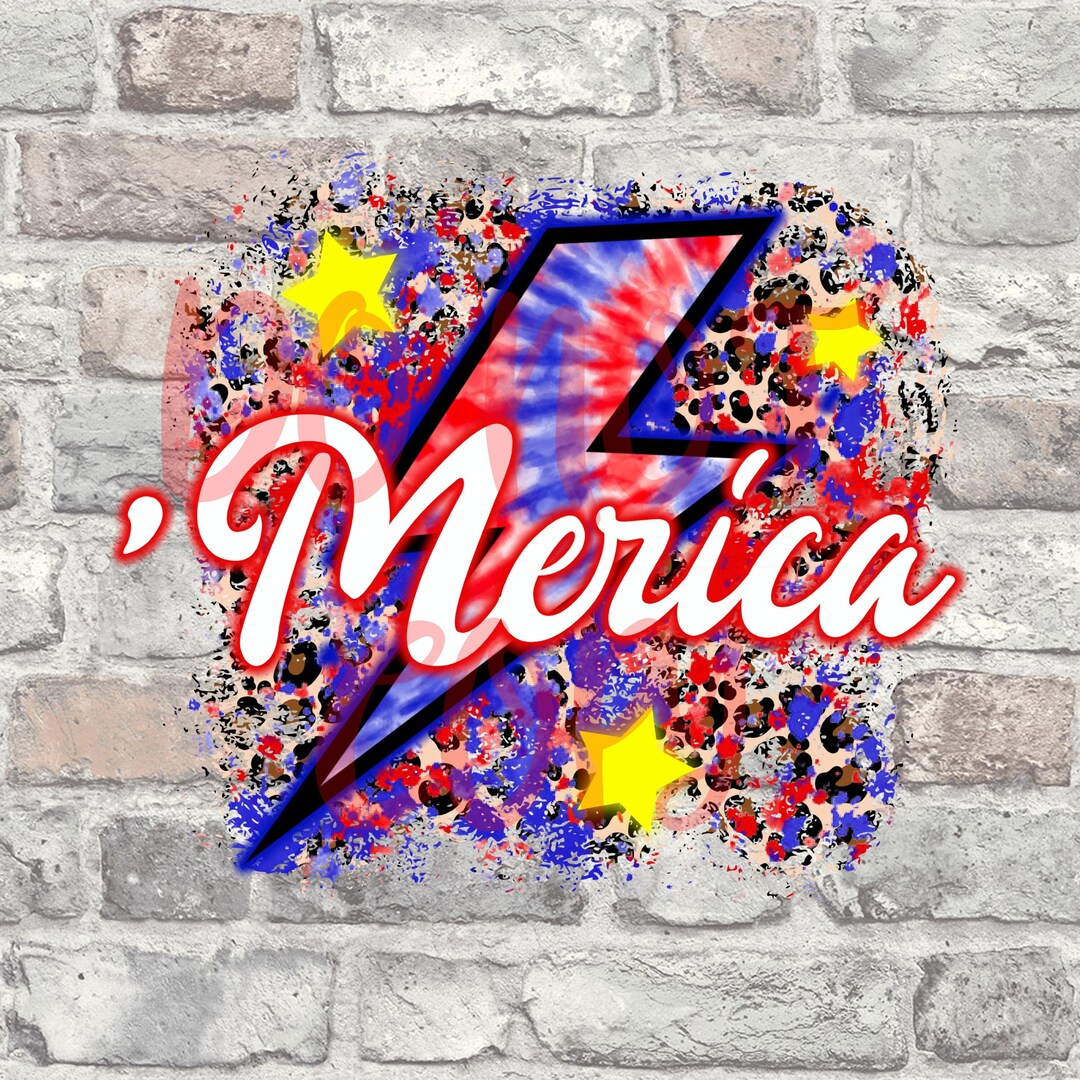 Merica PNG Sublimation Screen Print DTF Leopard Red White Blue Neon ...