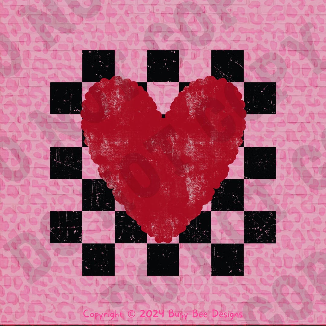 Red Checkered Heart PNG | Sublimation | Screen Print | DTF | Valentine ...