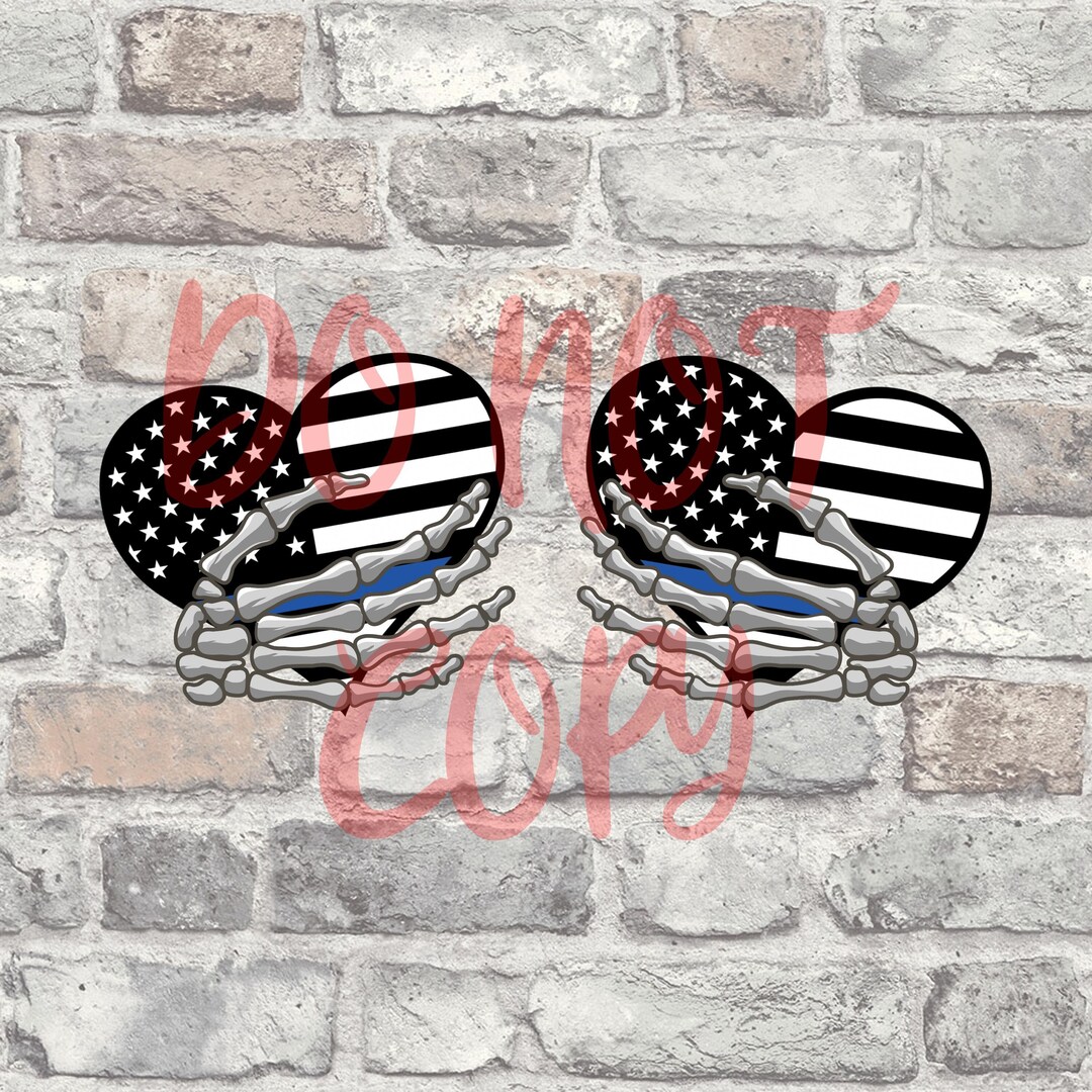 Skeleton Hands Thin Blue Line PNG Sublimation Screen Print DTF Police ...