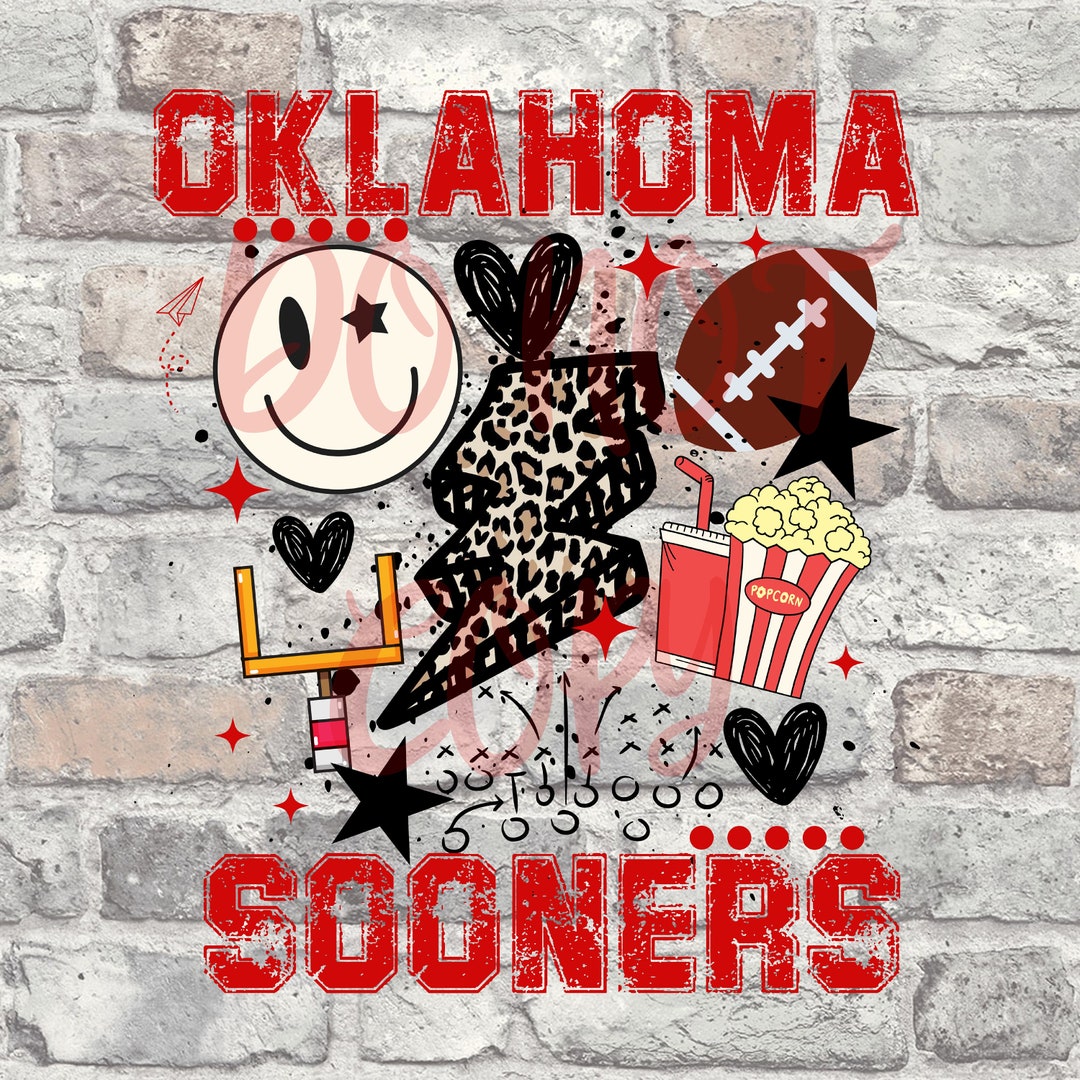 Retro Sooners PNG Sublimation Screen Print DTF Football Smiley Face ...