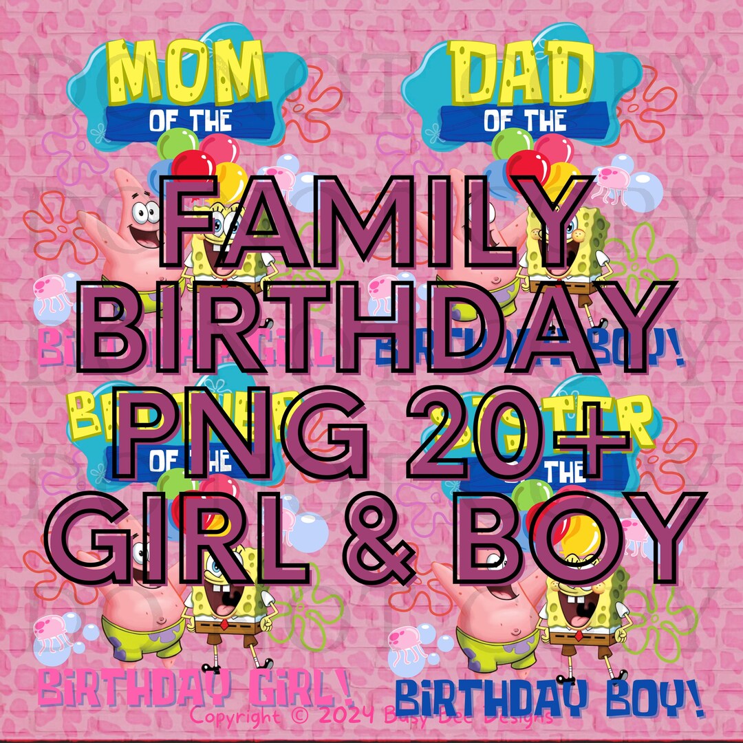 Sponge Birthday Family PNG | Sublimation | Screen Print | DTF | Ocean ...