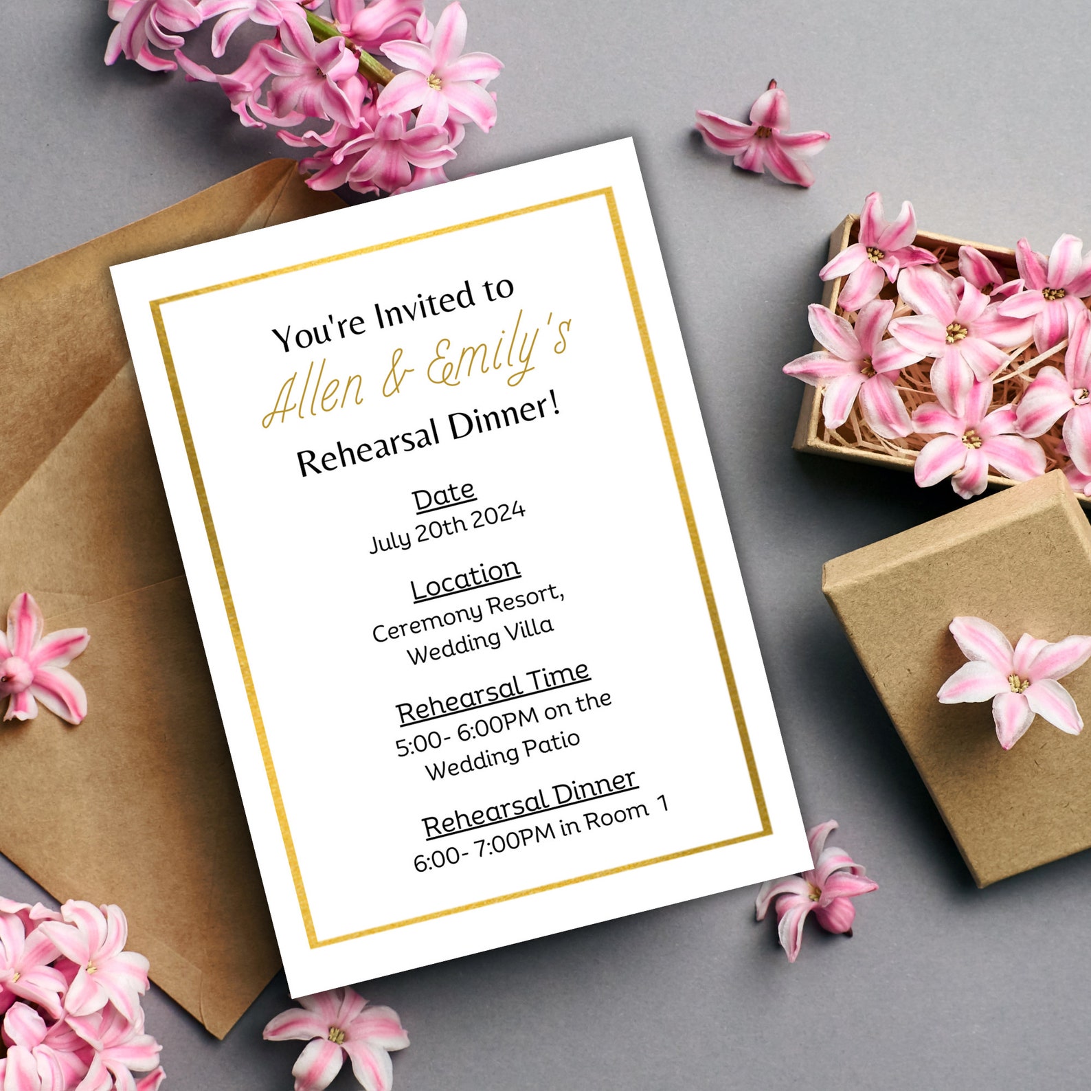 Rehearsal Dinner Invitation Editable Canva Template Wedding Rehearsal ...