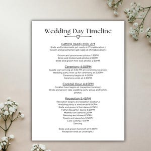 Editable Wedding Day Timeline Template Digital Itinerary Printable ...