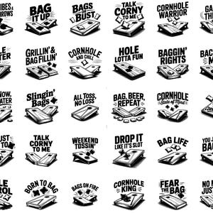 Cornhole SVG PNG Bundle: 50 Funny Sayings & Game Board Clipart (digital ...