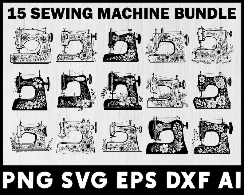 Sewing Machine SVG Bundle, Floral Sewing Machine Svg, Tailor Svg ...