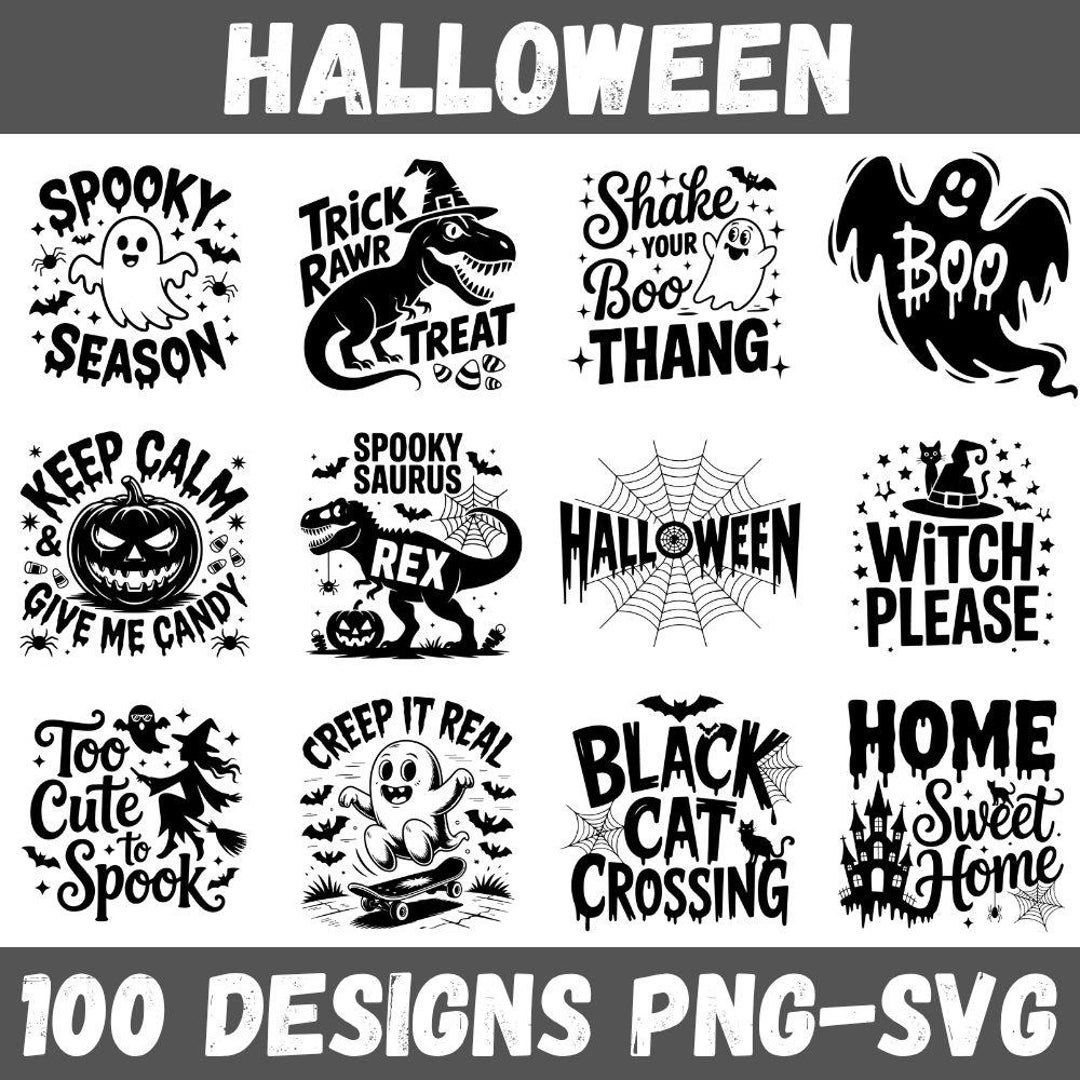 Halloween SVG PNG Bundle With 100 Spooky Cute Designs for Cricut and ...
