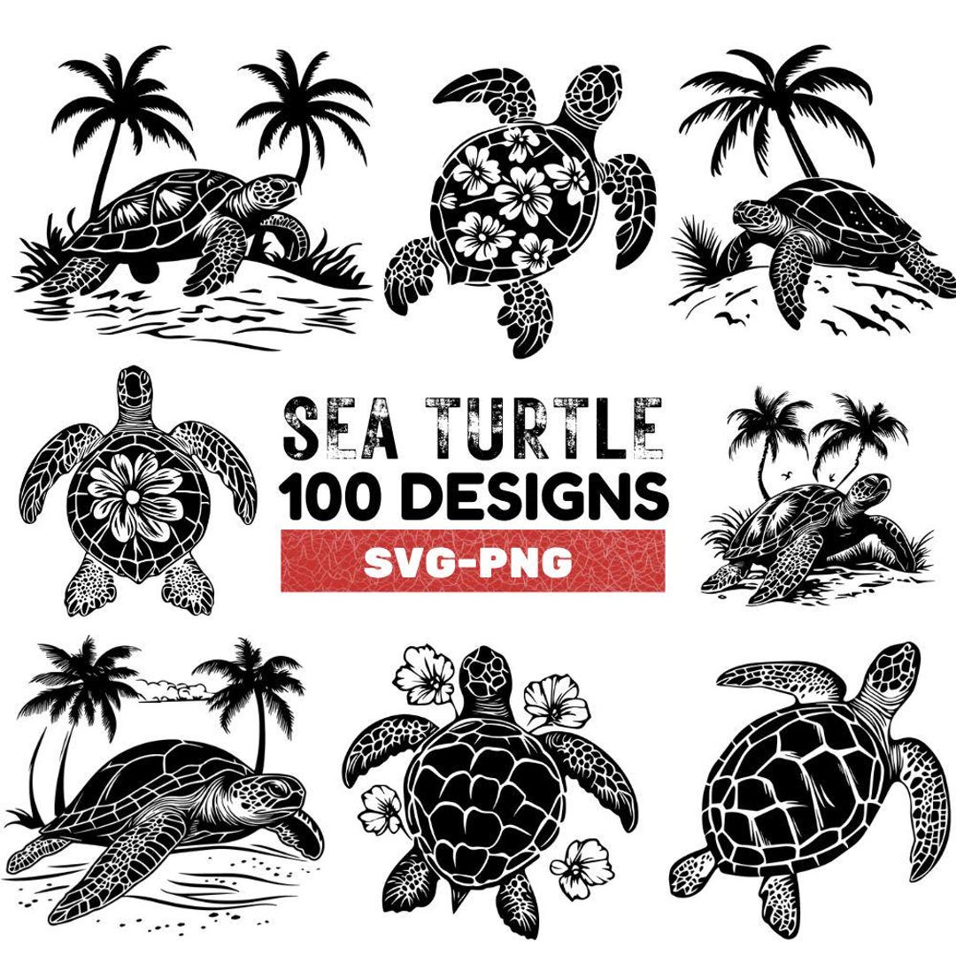 Sea Turtle SVG Bundle: 100 Ocean Animal Designs (PNG, Cricut ...