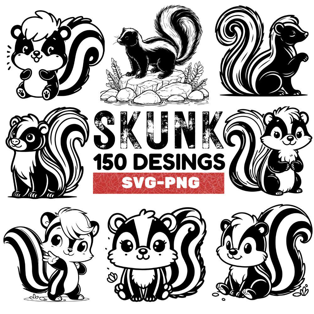 Skunk SVG PNG Design Bundle | Cute Skunk Clipart Collection for Kids ...