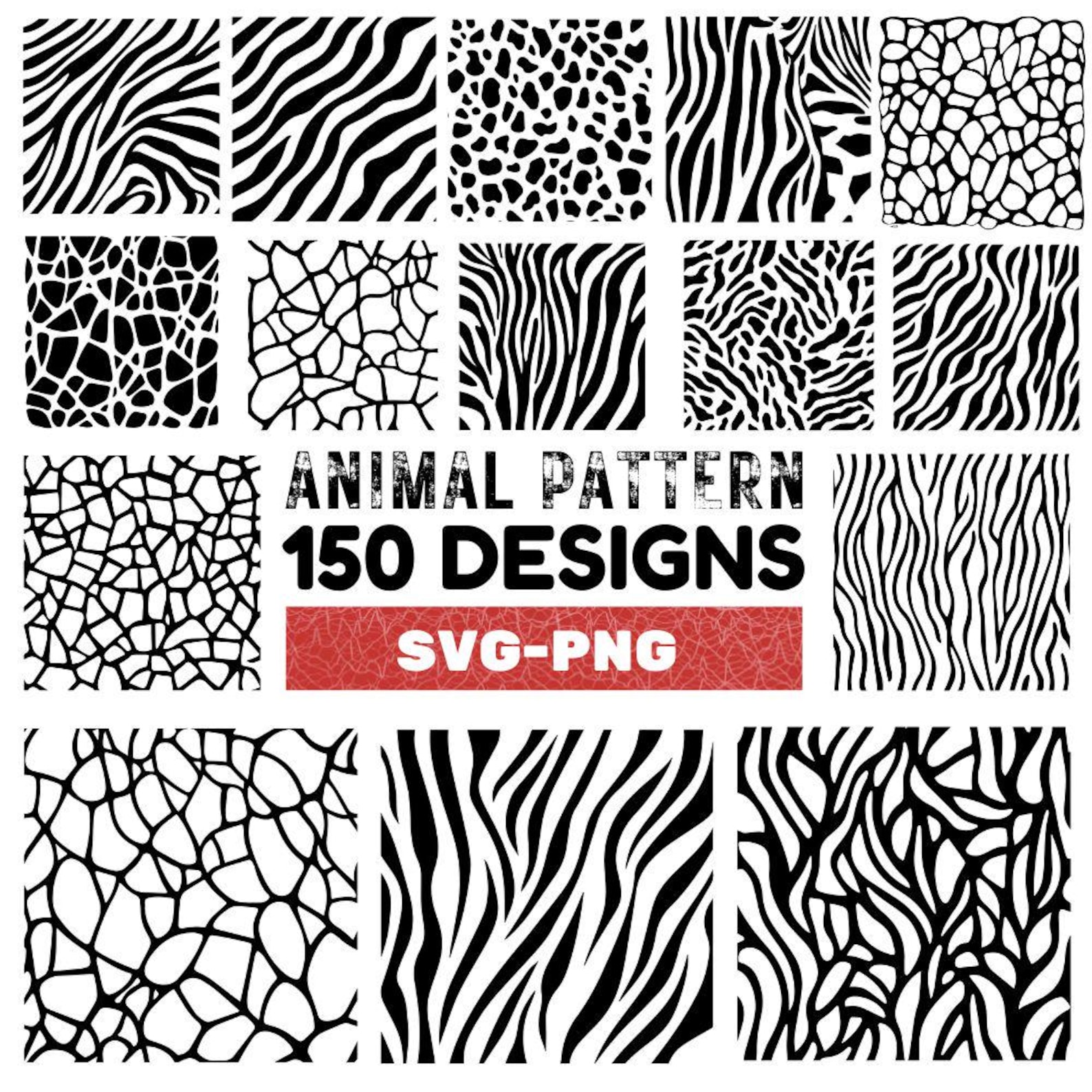 Animal Print Pattern SVG Bundle: 150 Wild Skin Textures (digital ...