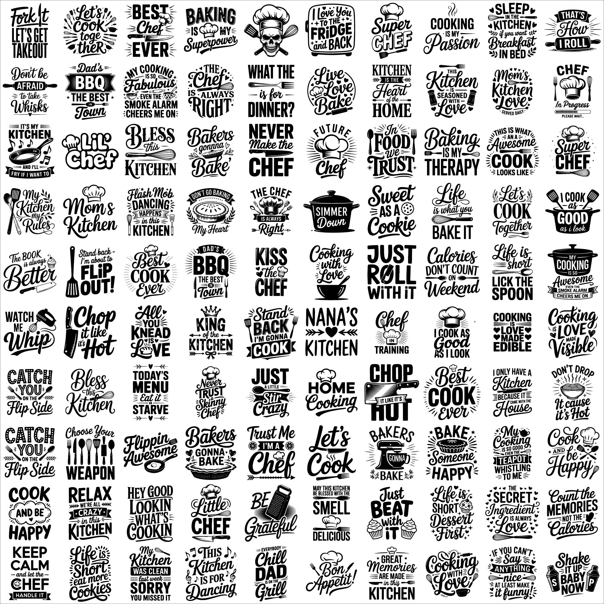 Funny Kitchen Quotes SVG Bundle: Chef Sayings for DIY Crafts (digital ...
