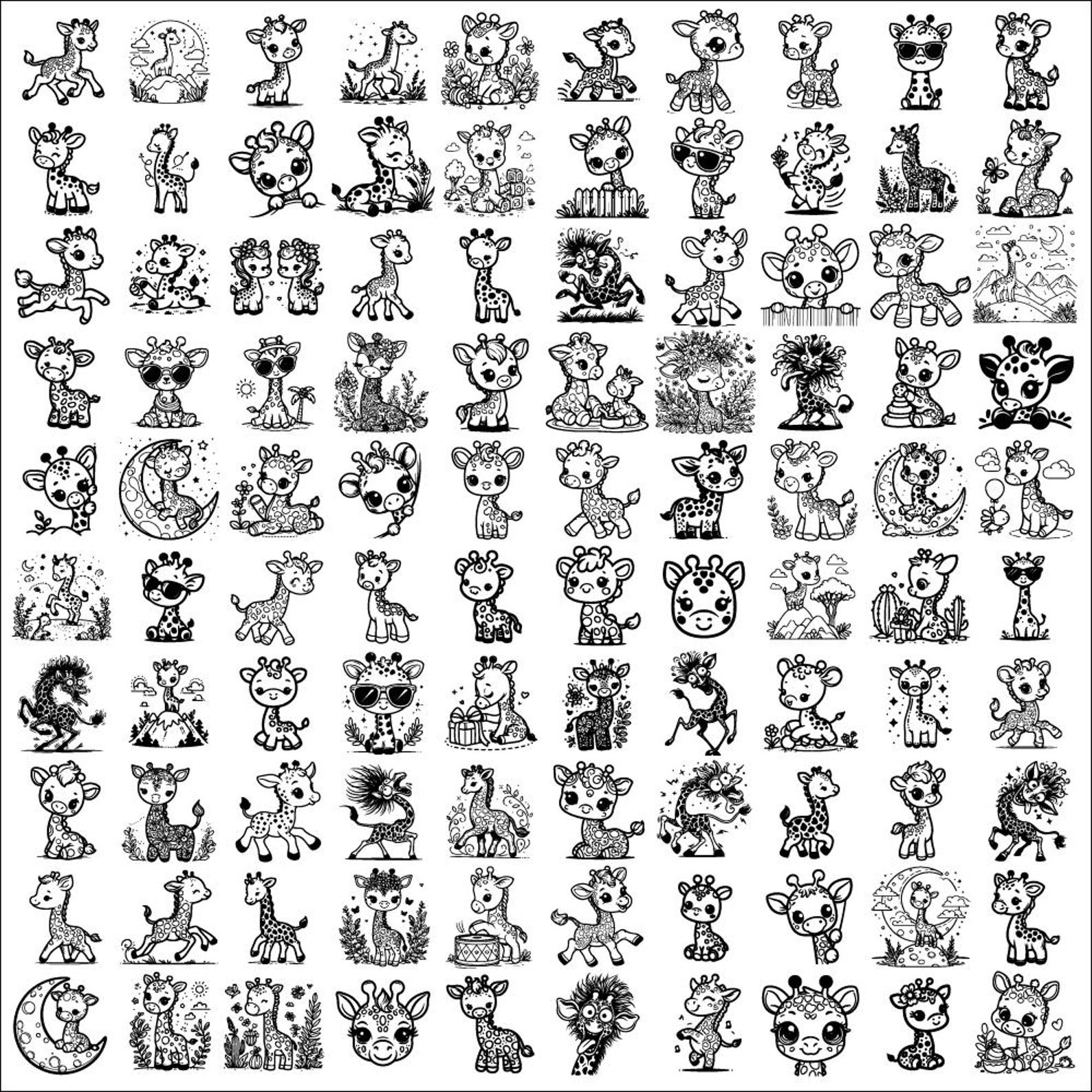 Cute Giraffe Designs Bundle | Adorable Giraffe Clipart Collection | PNG ...