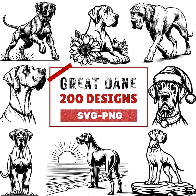 Great Dane Svg - Etsy