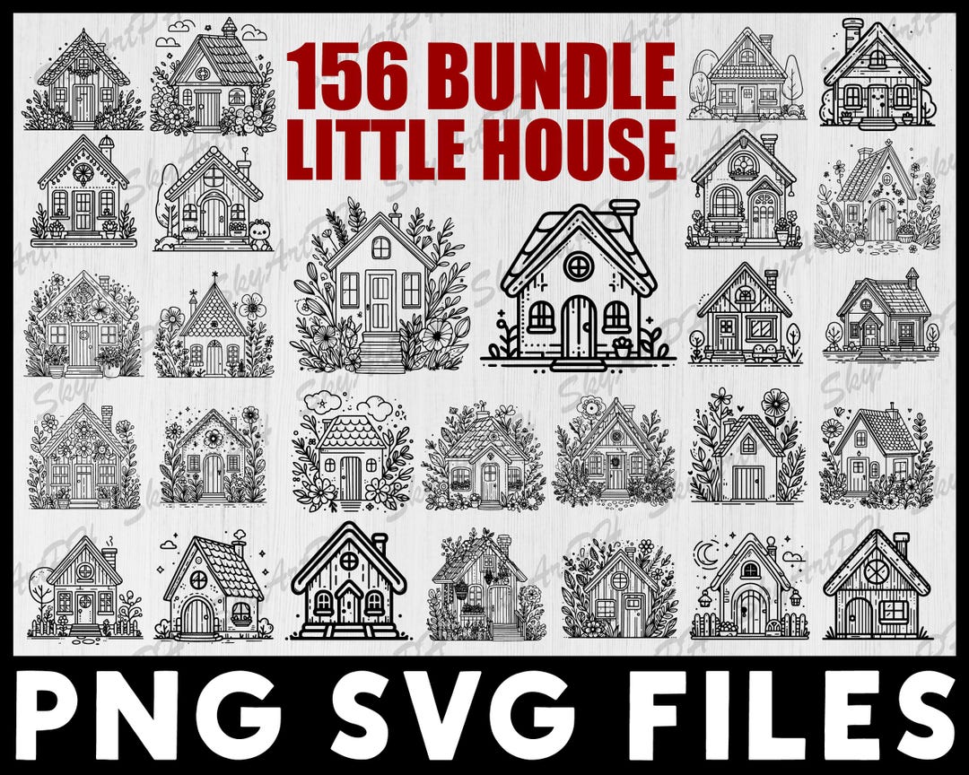 156 Little House Designs Bundle, Little House Svg Bundle, Roof House ...