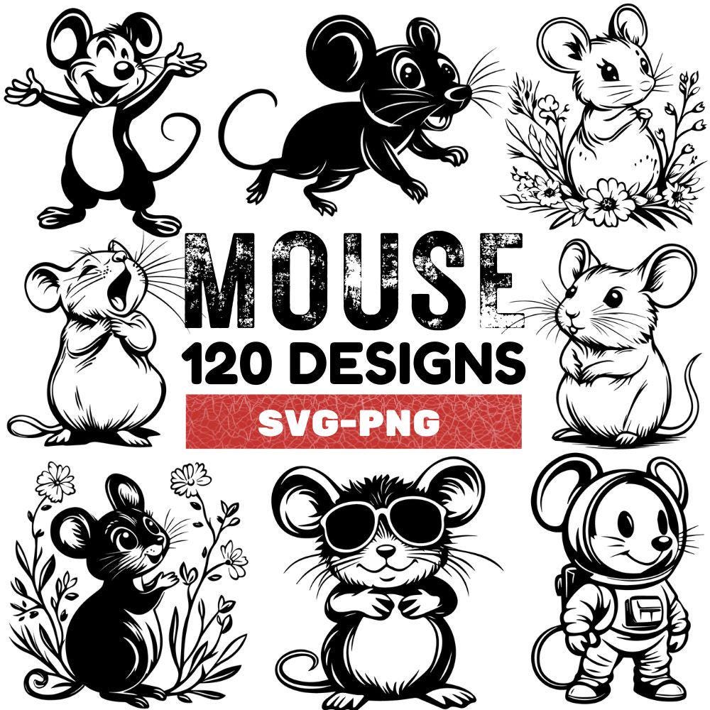 Mouse SVG Bundle, 120 Cute Mouse PNG, Cartoon Mouse Clipart, Rat ...