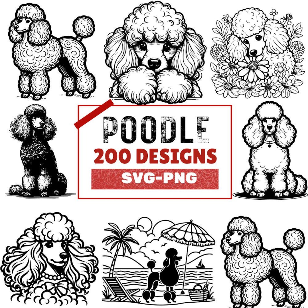 140 Poodle Designs Bundle | Adorable Poodle Clipart Collection | PNG ...