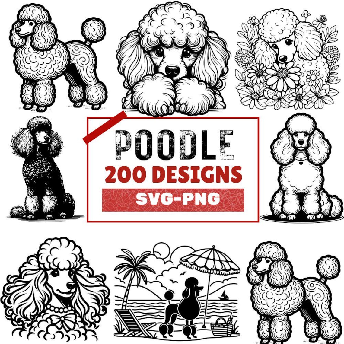 140 Poodle Designs Bundle | Adorable Poodle Clipart Collection | PNG ...