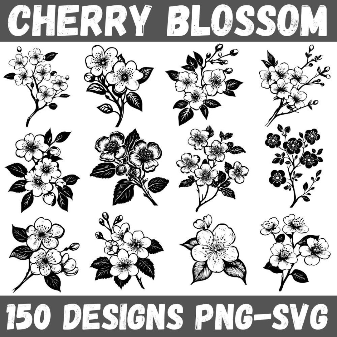 Cherry Blossom SVG Bundle: 150 Floral Designs (digital Download) - Etsy