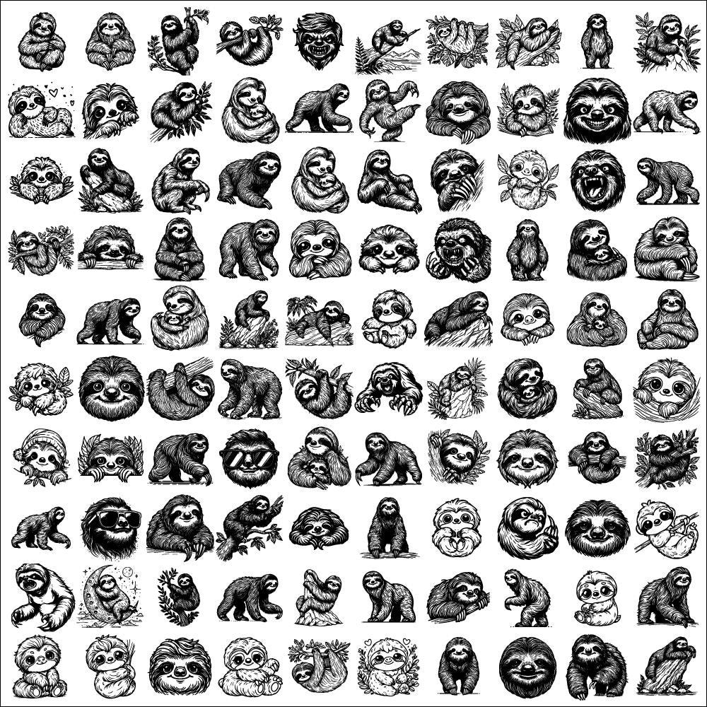 Sloth Design Bundle | Cute Sloth Clipart Collection | SVG PNG Files for ...