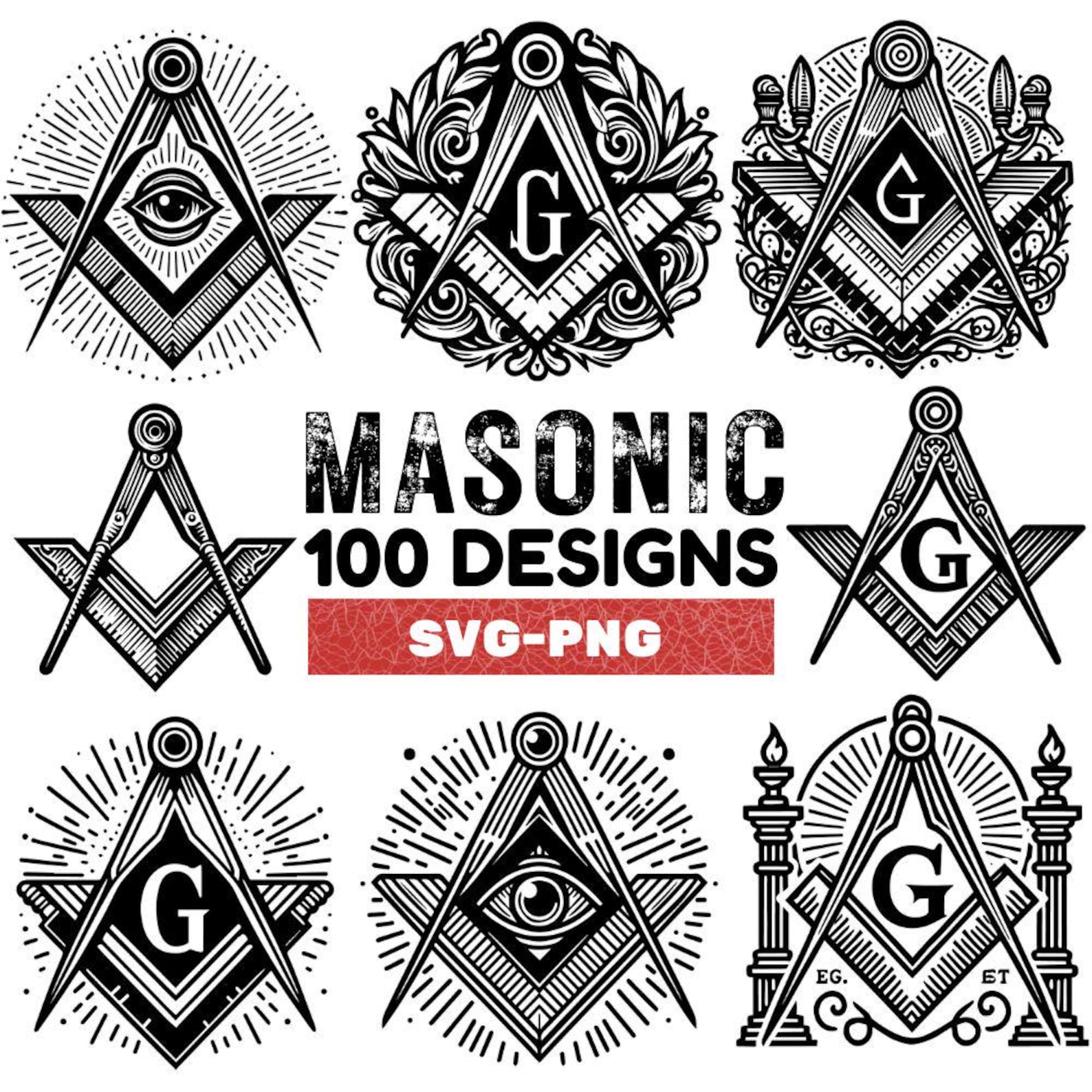 Masonic SVG PNG Design Bundle | Freemasonry Clipart for Crafts, Apparel ...