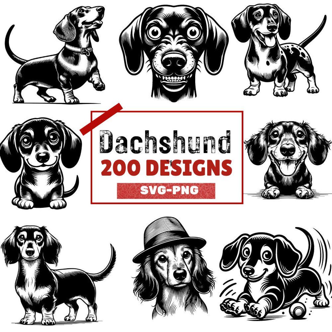 Dachshund Clipart Bundle: 200 Dog Designs (PNG SVG Files) - Etsy