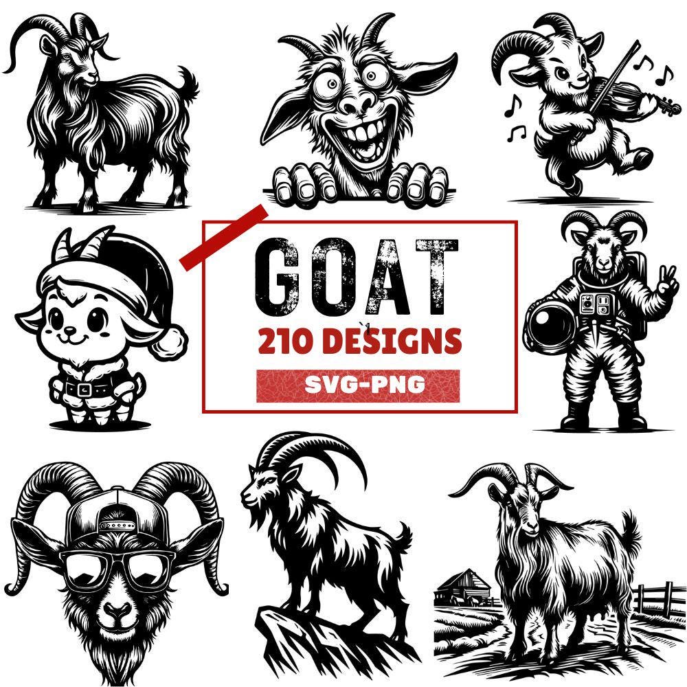 210 Goat Designs Bundle | Goat Svg, Cute and Majestic Goat Clipart ...