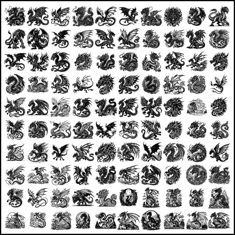 320 Dragon Clipart Designs: PNG SVG Bundle for Fantasy Decor - Etsy