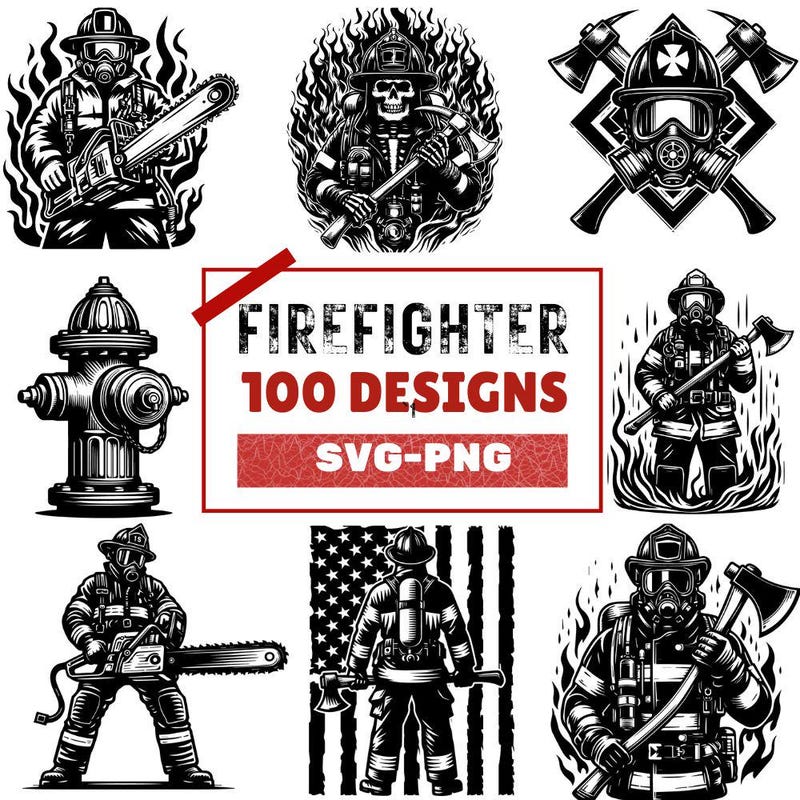 Firefighter Svg - Etsy
