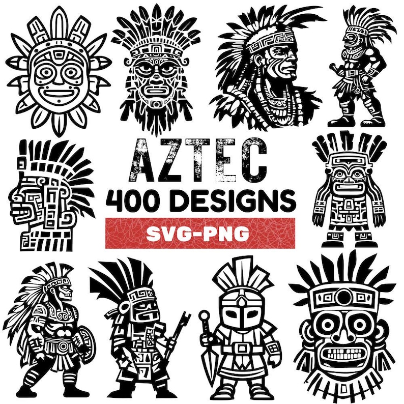 Aztec SVG Bundle: 400 Tribal Mask & Warrior Designs (digital Art) - Etsy