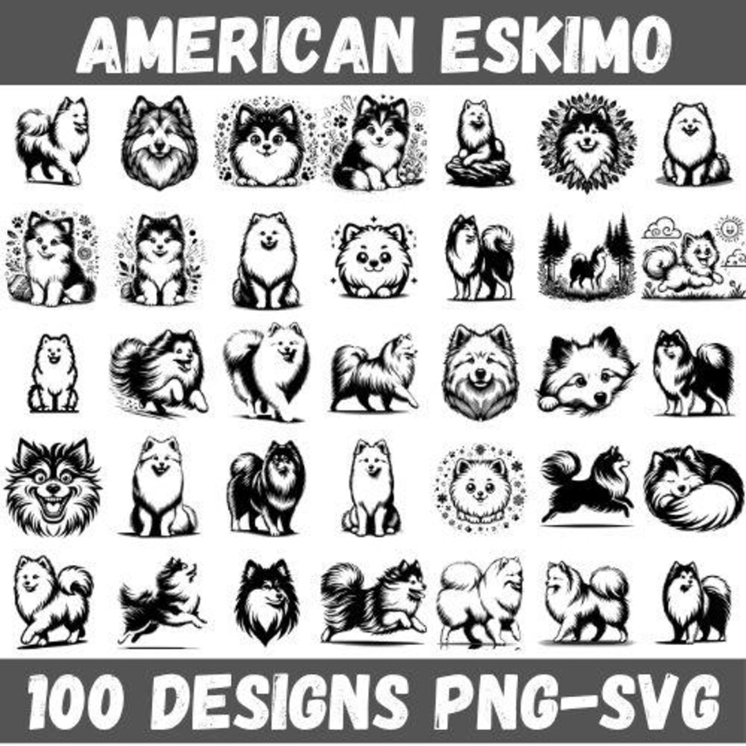 100 American Eskimo SVG PNG Bundle for Cricut and Silhouette | Fluffy ...
