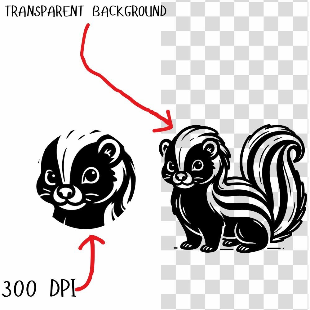 Skunk SVG PNG Design Bundle | Cute Skunk Clipart Collection for Kids ...