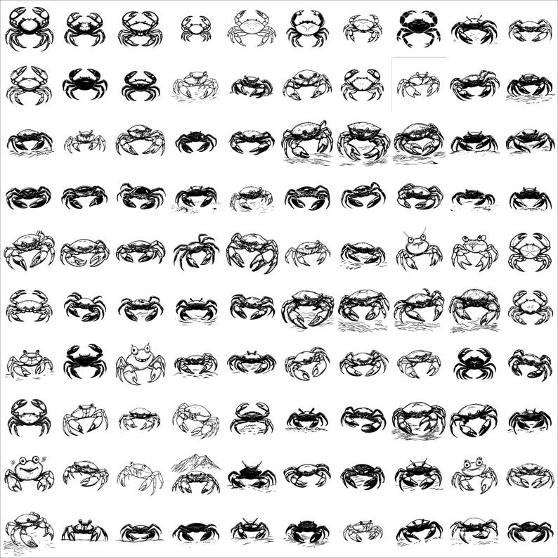 Crab SVG Bundle, 100 Crab PNG Designs, Ocean Animal Clipart, Beach Life ...