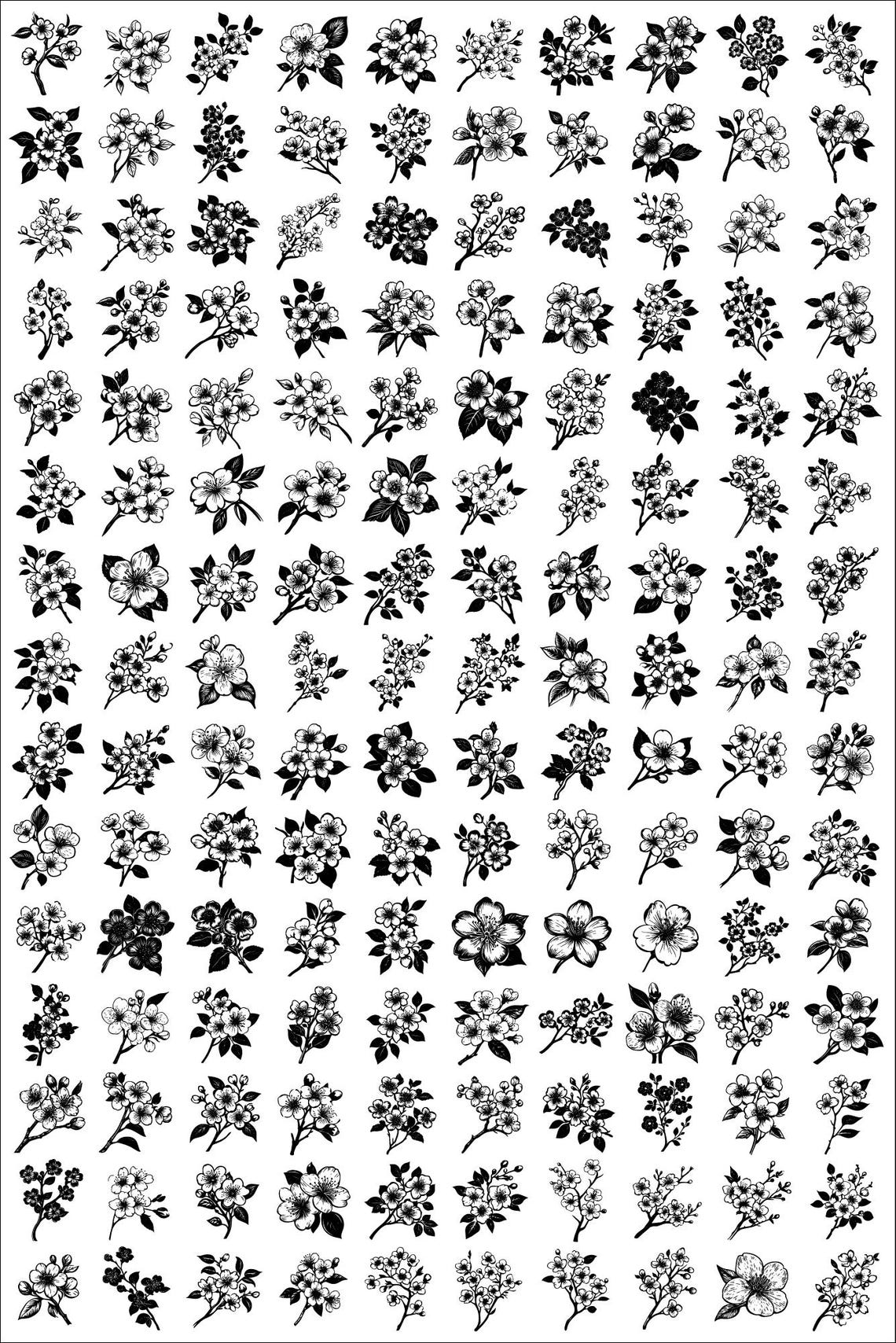 Cherry Blossom SVG Bundle, 150 Floral Blossom PNG and SVG Designs for ...