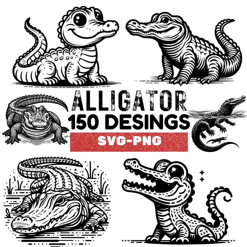 Alligator SVG PNG Design Bundle | Crocodile Clipart for Crafts, Apparel ...